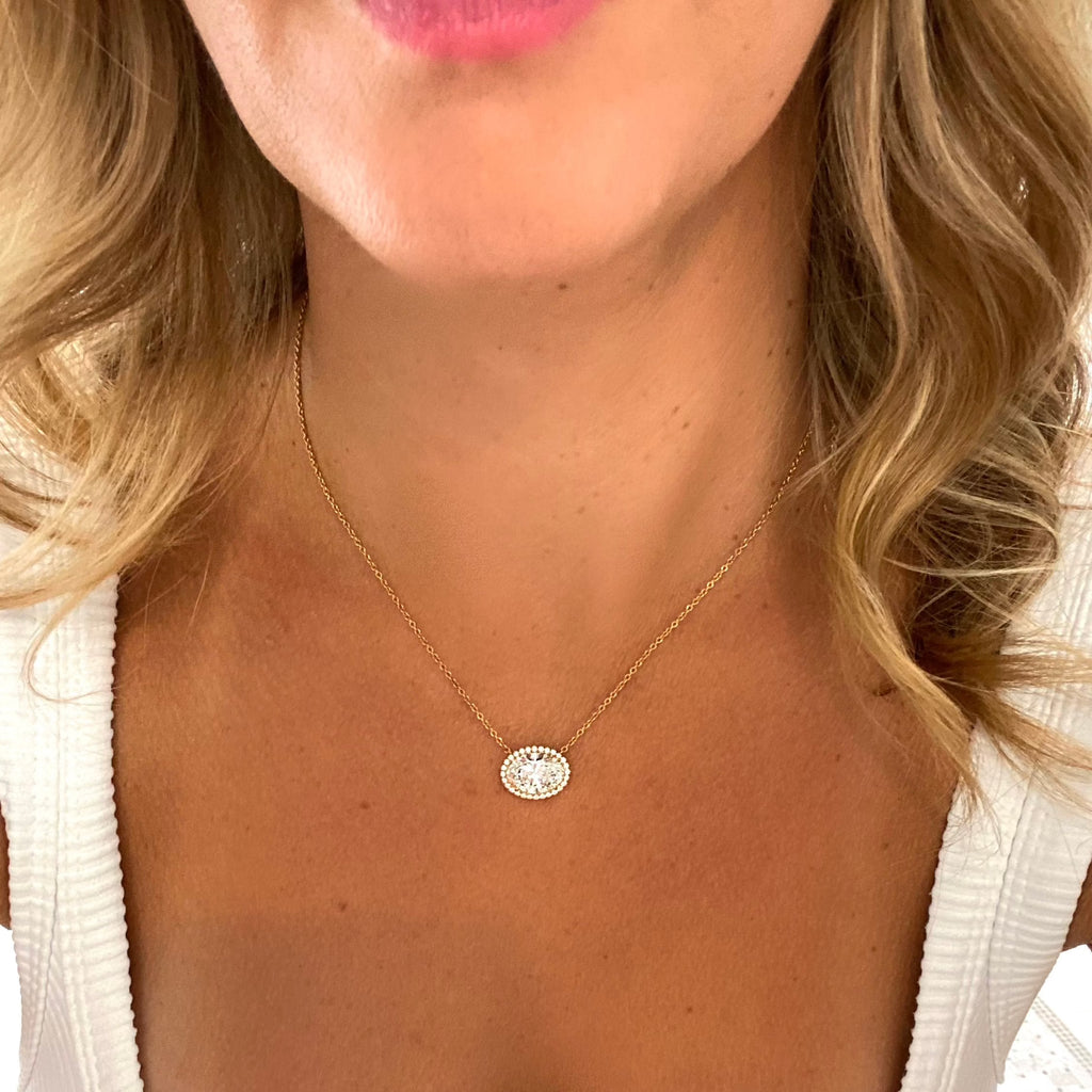 Bespoke East West Oval Diamond Pendant | Miss Diamond Ring