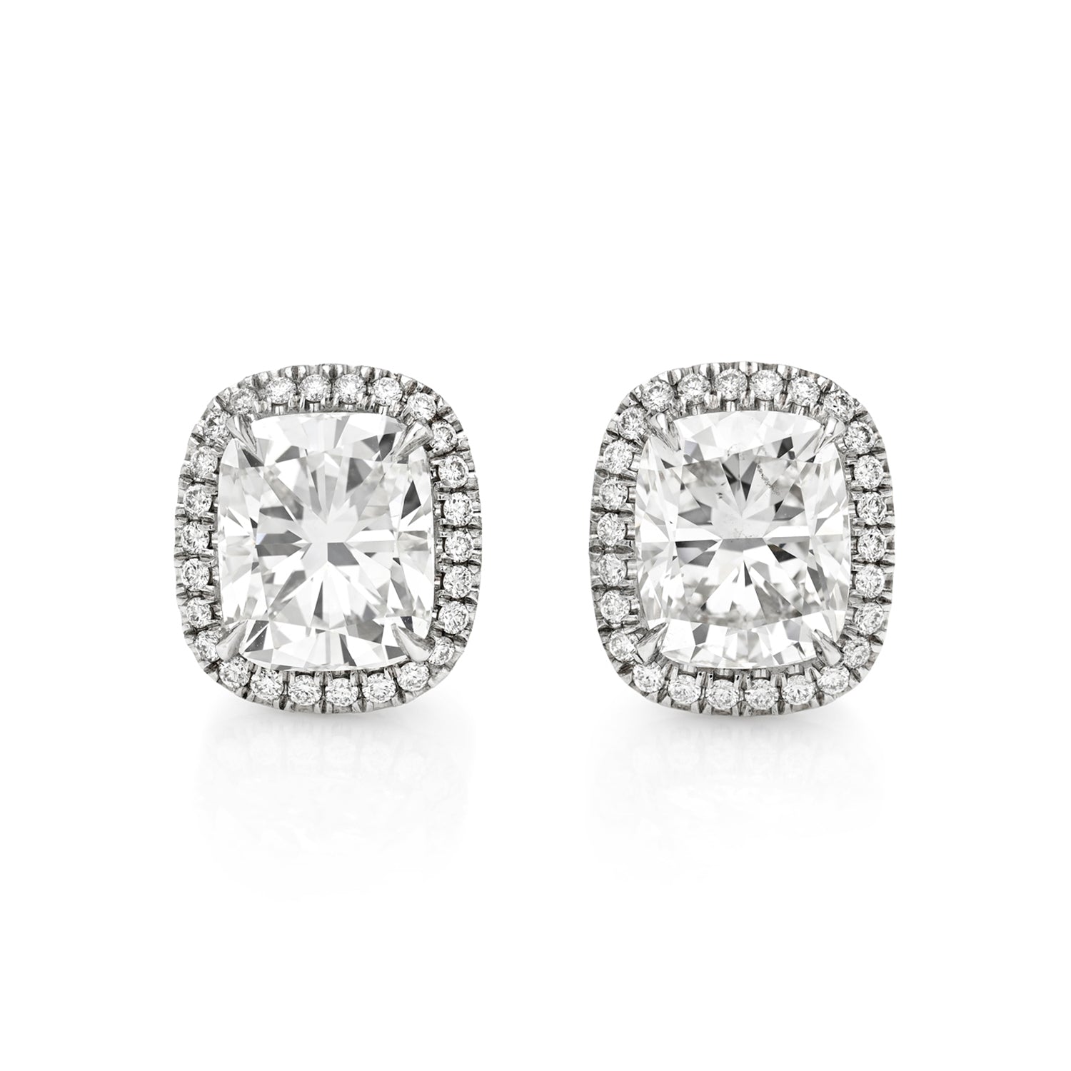 Cushion Halo Diamond Stud Earrings – Miss Diamond Ring